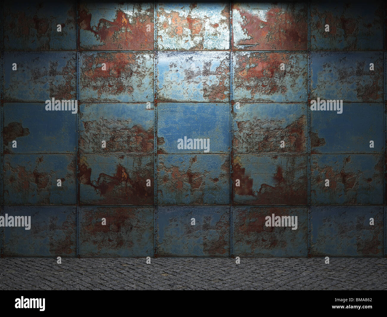 old metal wall made in 3D graphics Stock Photo - Alamy