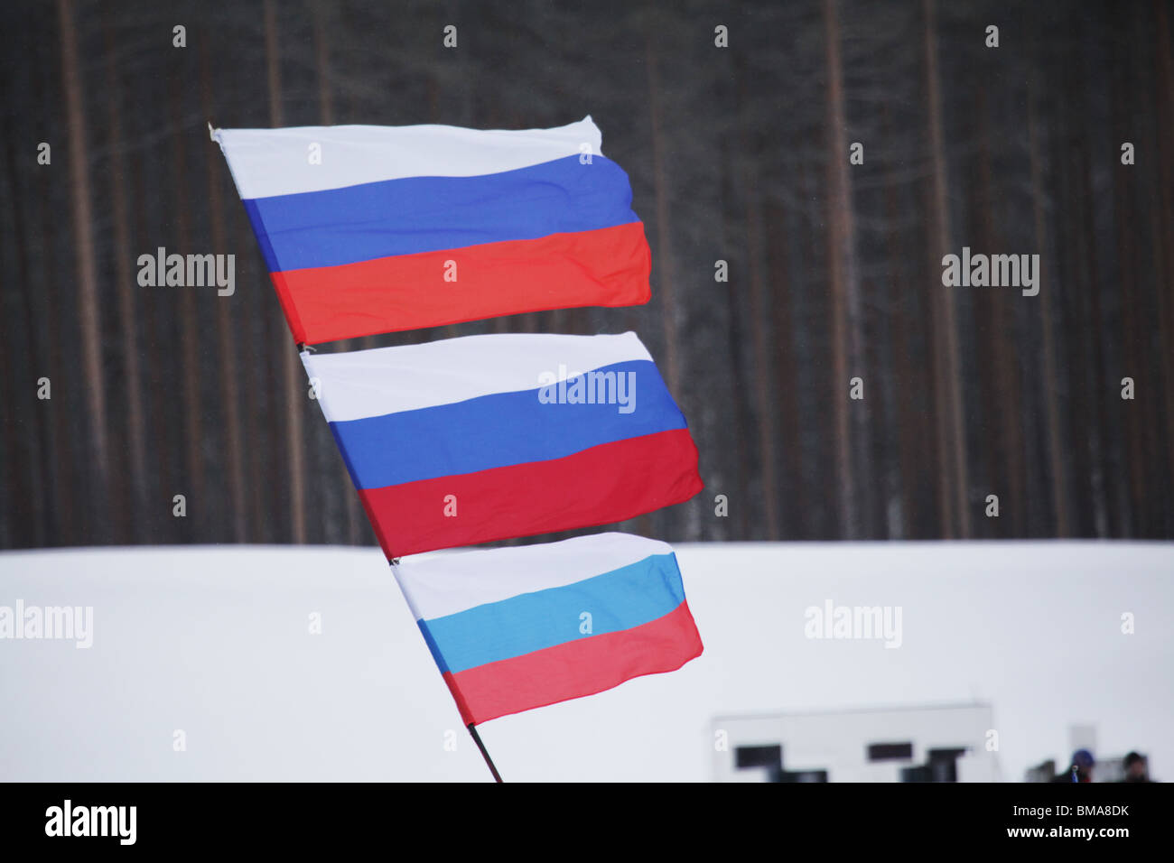 Russia Russian fan flag flags detail from IBU World Cup Biathlon ...