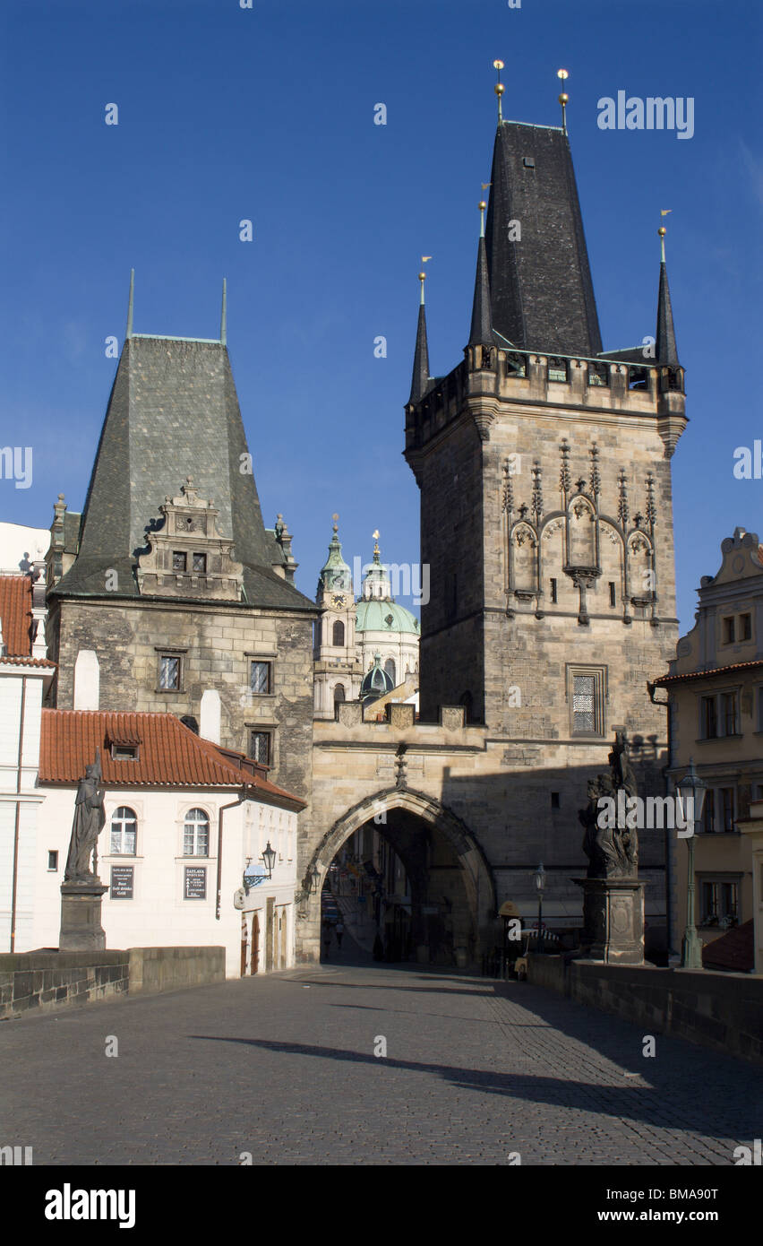 gothic tower of charles bridge - Prague Stock Photo - Alamy