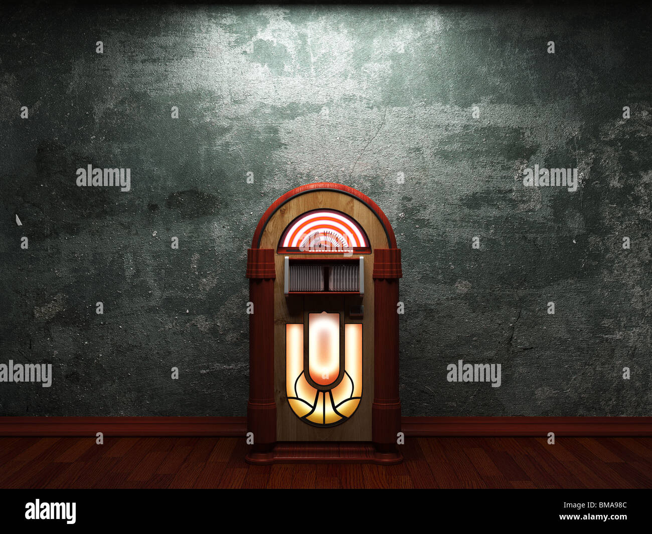 old concrete wall and jukebox made in 3D graphics Stock Photo - Alamy
