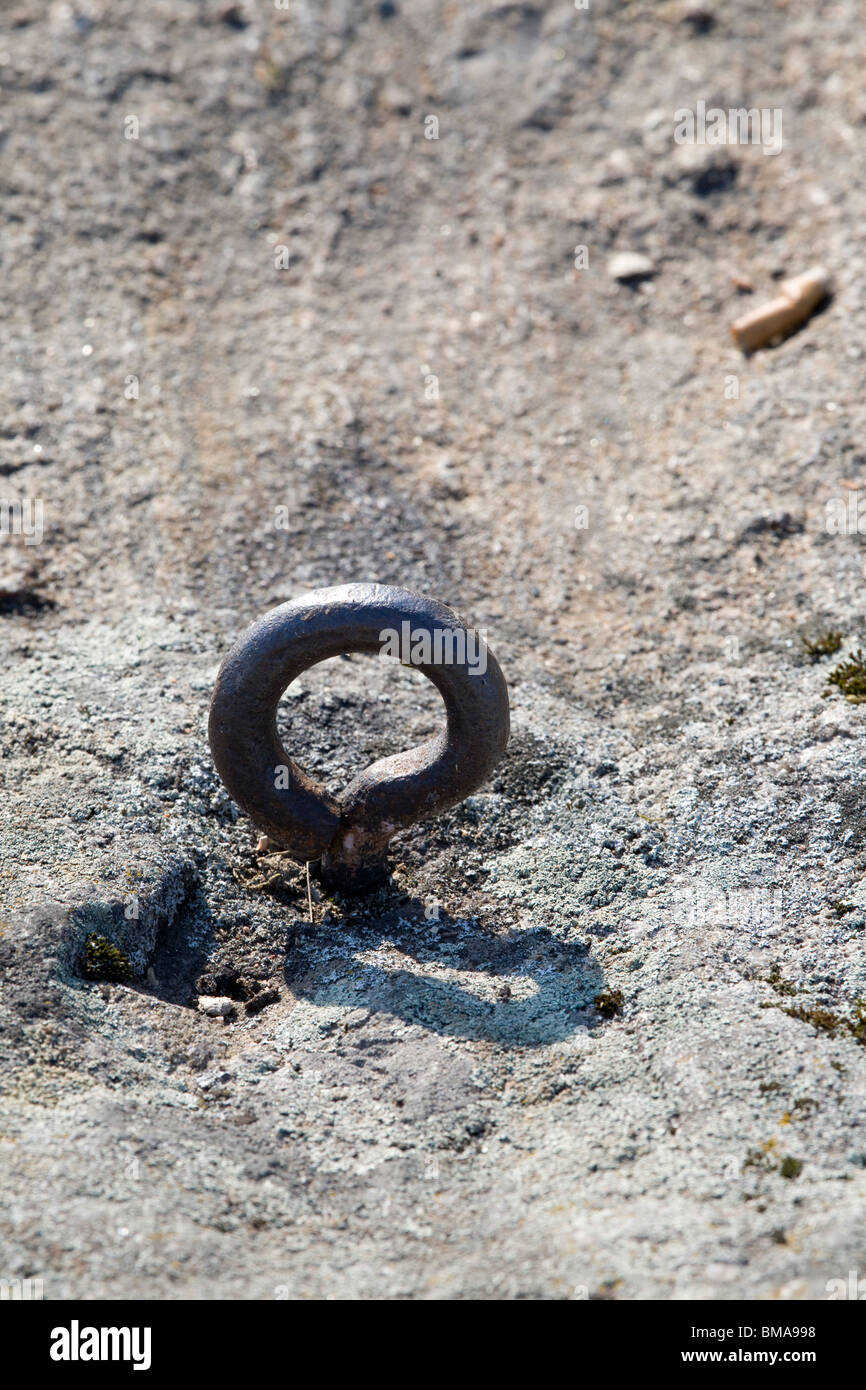 rusty old mooring ring Stock Photo - Alamy