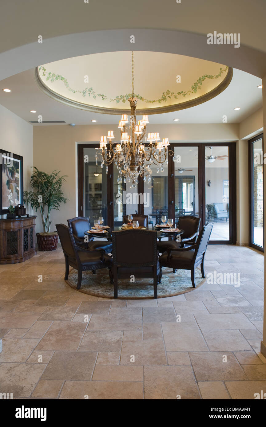 Circular dining room with ceiling detail Stock Photo - Alamy
