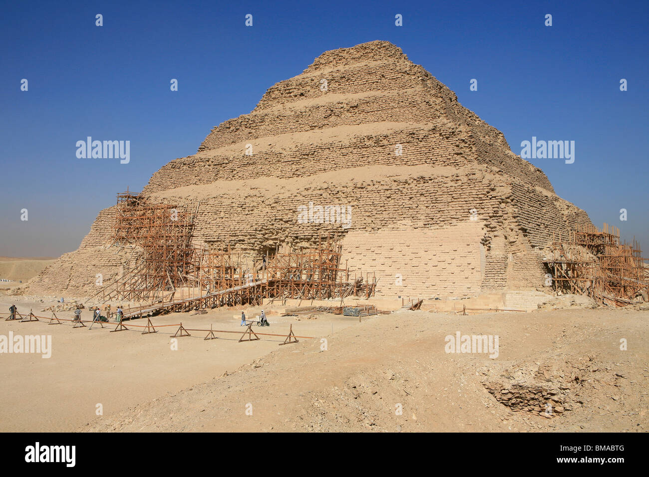 Restoration of the world famous Step pyramid of Djoser in Saqqara ...