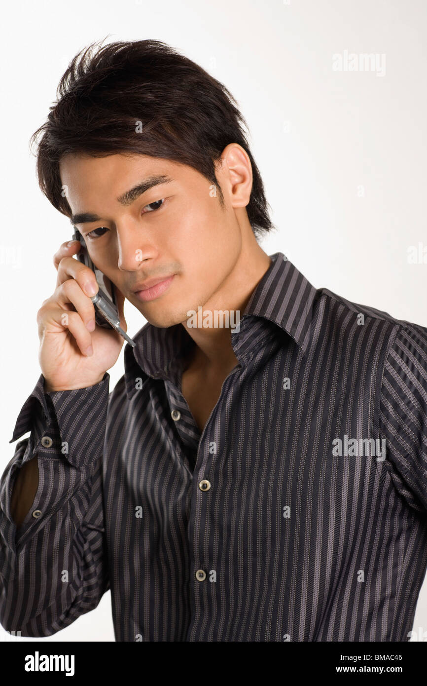 Man Using Cell Phone Stock Photo - Alamy