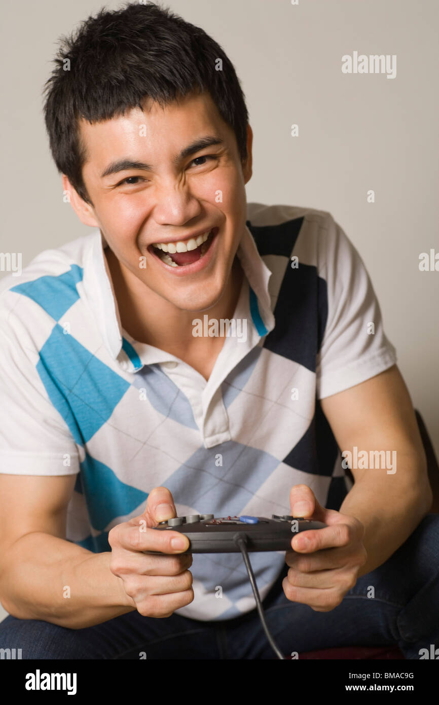 Man Playing Video Game Stock Photo - Alamy
