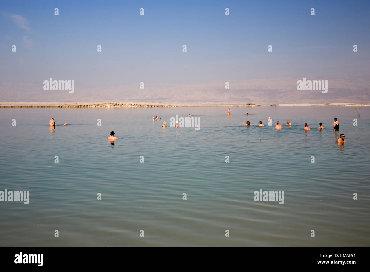 Dead Sea Bathers at 'Meridian Beach' - Israel - with Jordan on horizon ...