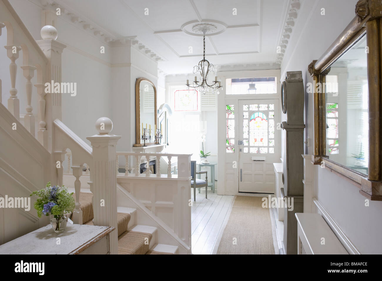 Entrance hall with ceiling rose, London Stock Photo - Alamy