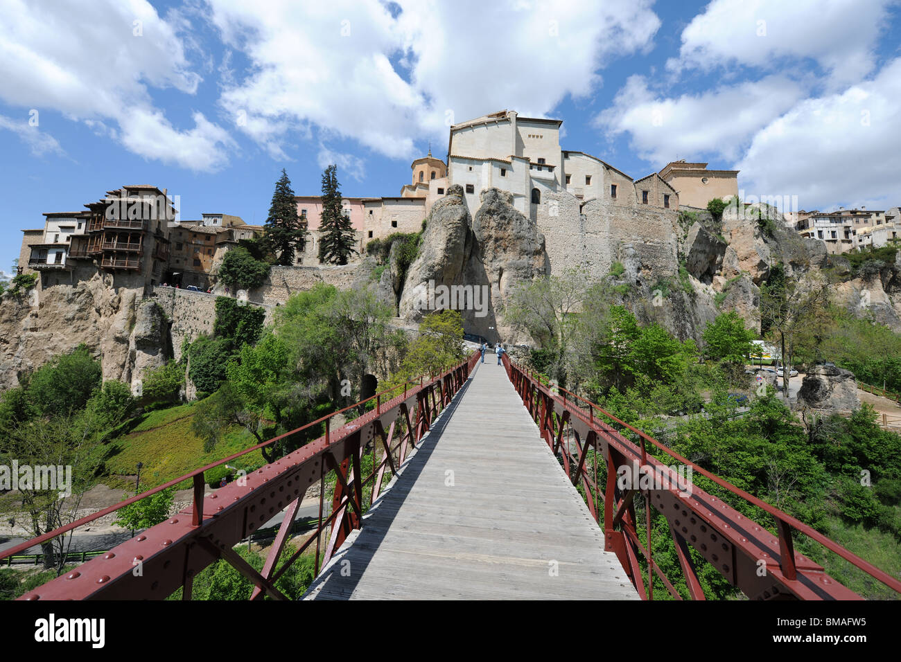 view with Puente de San Pablo / St Paul Bridge over the Huecar River ...