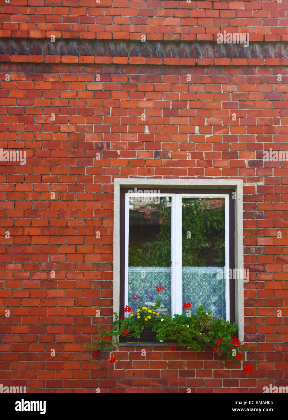 Detail of a window on a brick wall Stock Photo - Alamy
