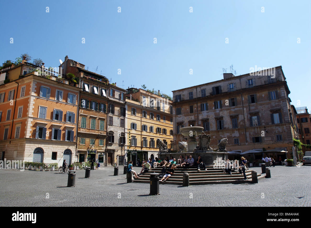 Santa Maria in Trastevere square in Rome Italy Stock Photo - Alamy