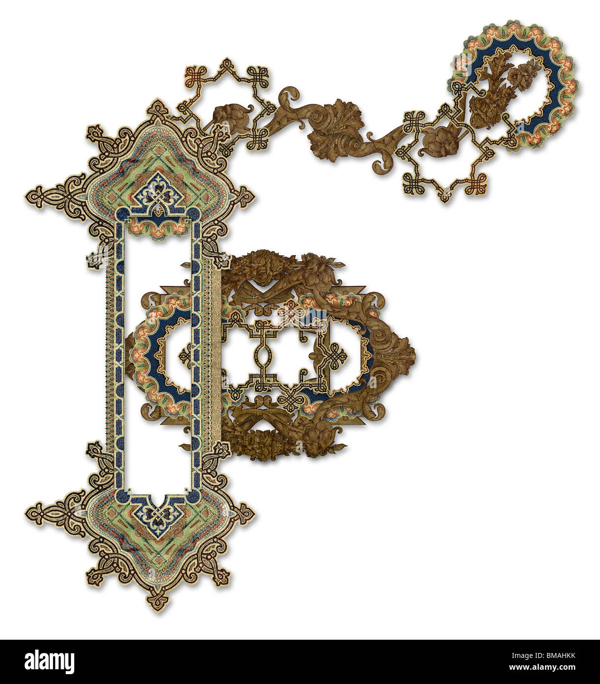 Luxuriously illustrated old capital letter F Stock Photo - Alamy
