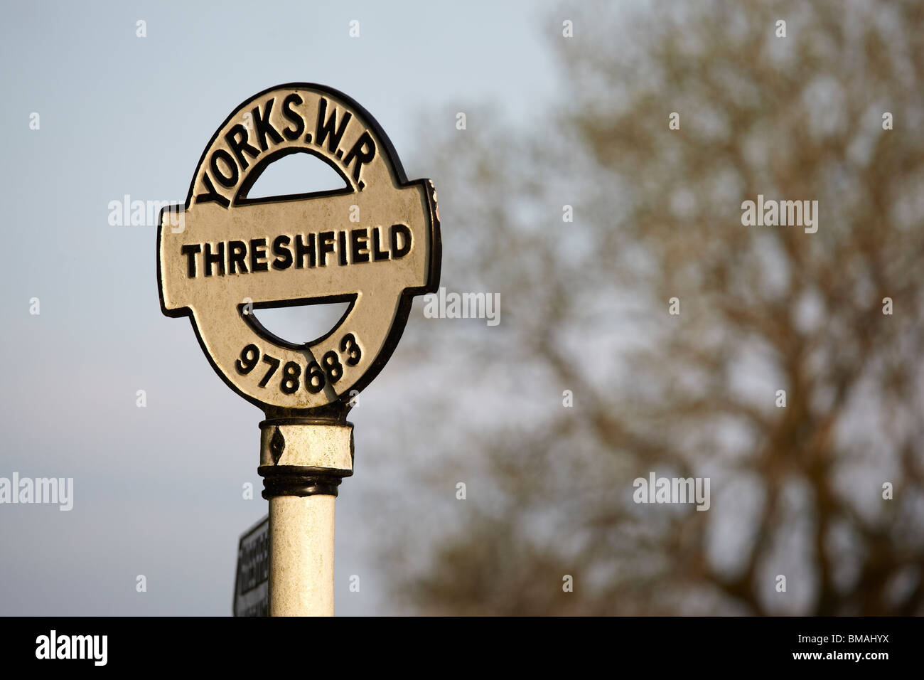 An old West Riding of Yorkshire signpost in Wharfedale, Yorkshire Dales ...