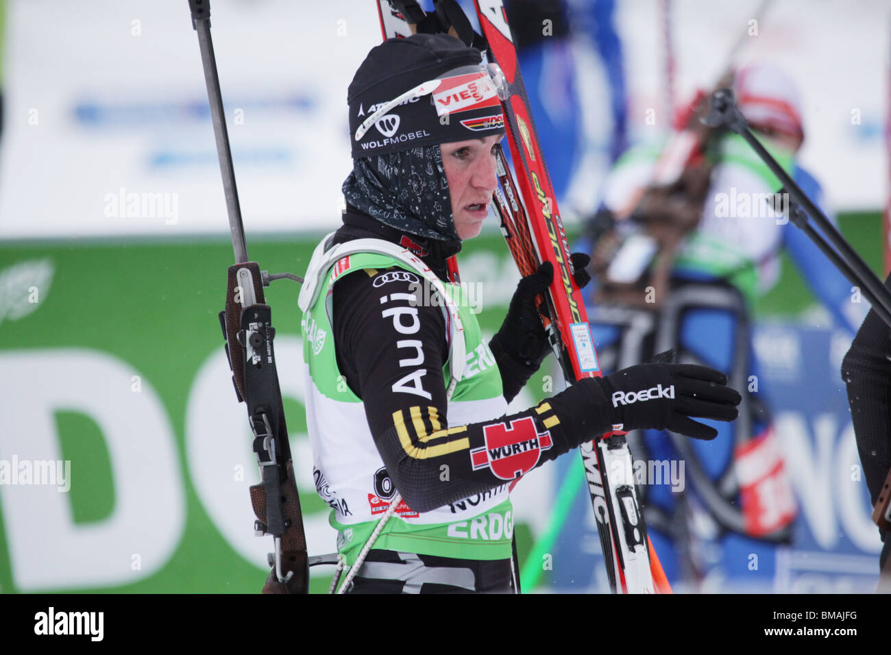 Andrea Henkel Germany at finish line Women 10km Pursuit IBU World Cup ...