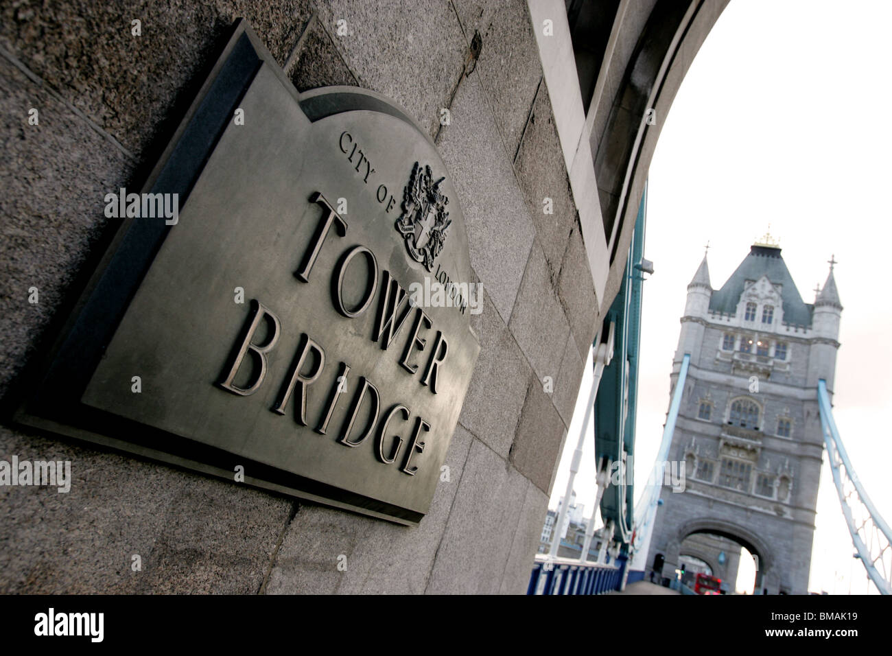Sign tower bridge name hi-res stock photography and images - Alamy
