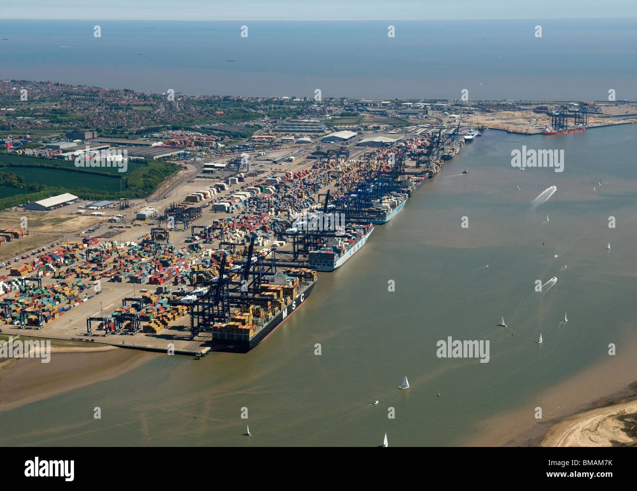 Trinity Terminal at the Port of Felixstowe as seen from the air Stock ...