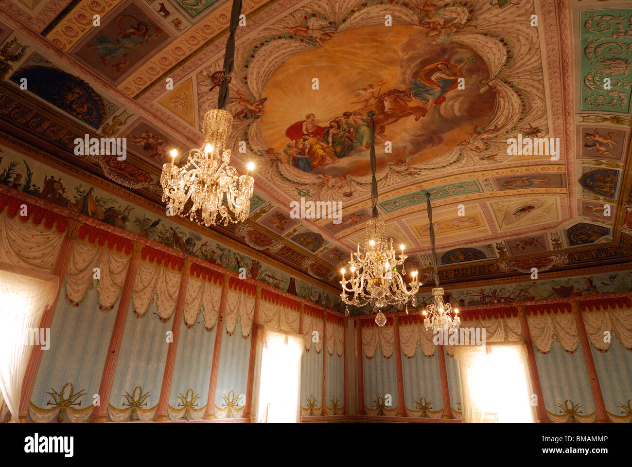 Noto. Sicily. Italy. Palazzo Nicolaci Villadolorata. Ballroom. Sala di ...