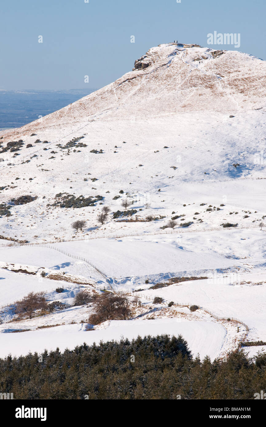 Snow Covered Roseberry Topping with a deep blue sky background, North ...