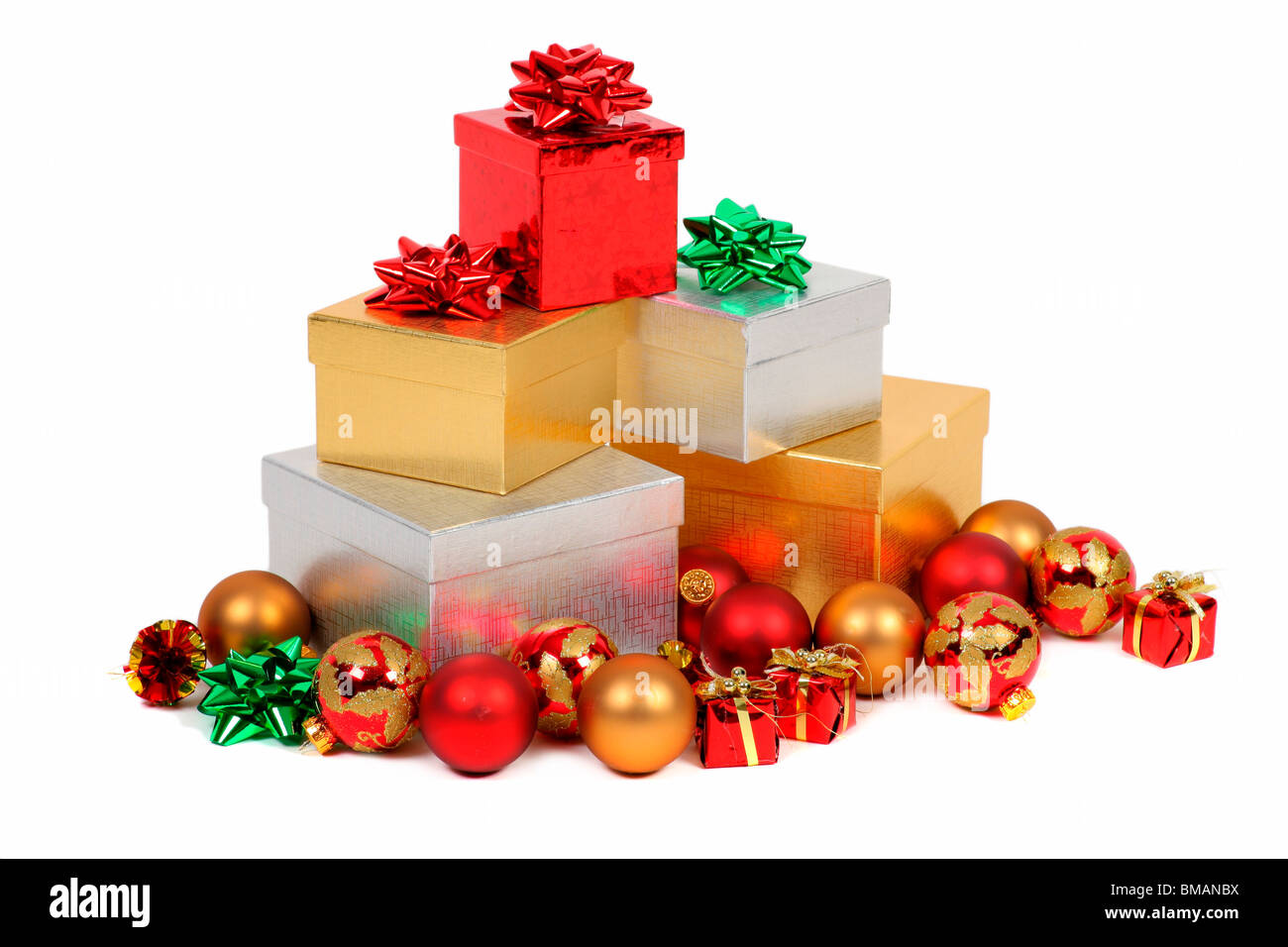 Christmas present pile Cut Out Stock Images & Pictures - Alamy