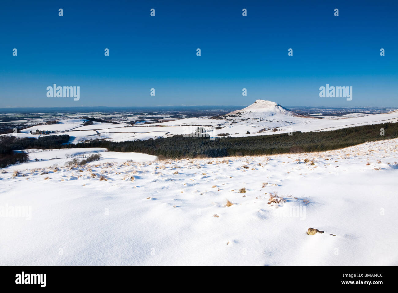 Snow Covered Roseberry Topping with a deep blue sky background, North ...