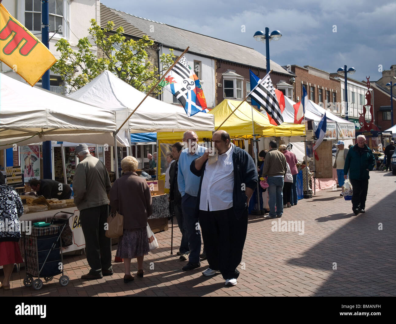 A Continental Market in the pedestrianised High Street in Redcar ...