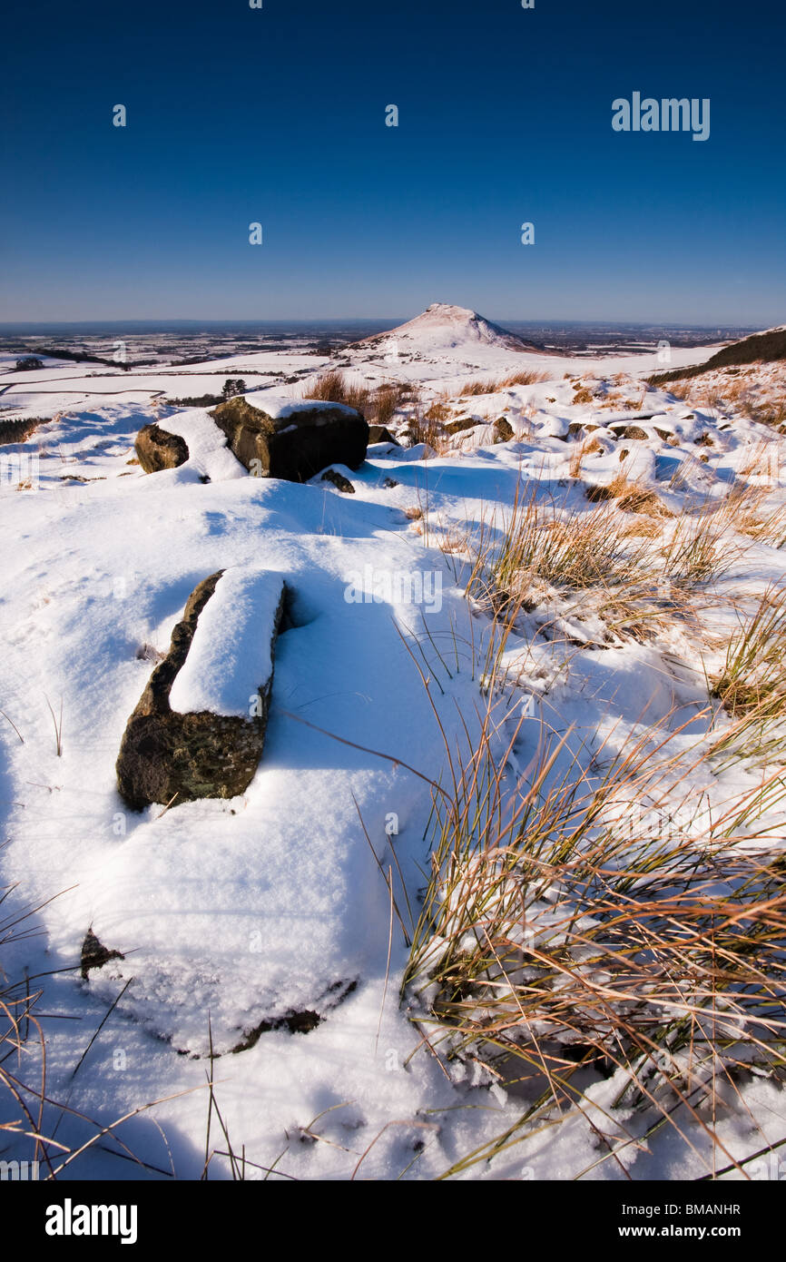 Snow Covered Roseberry Topping with a deep blue sky background, North ...