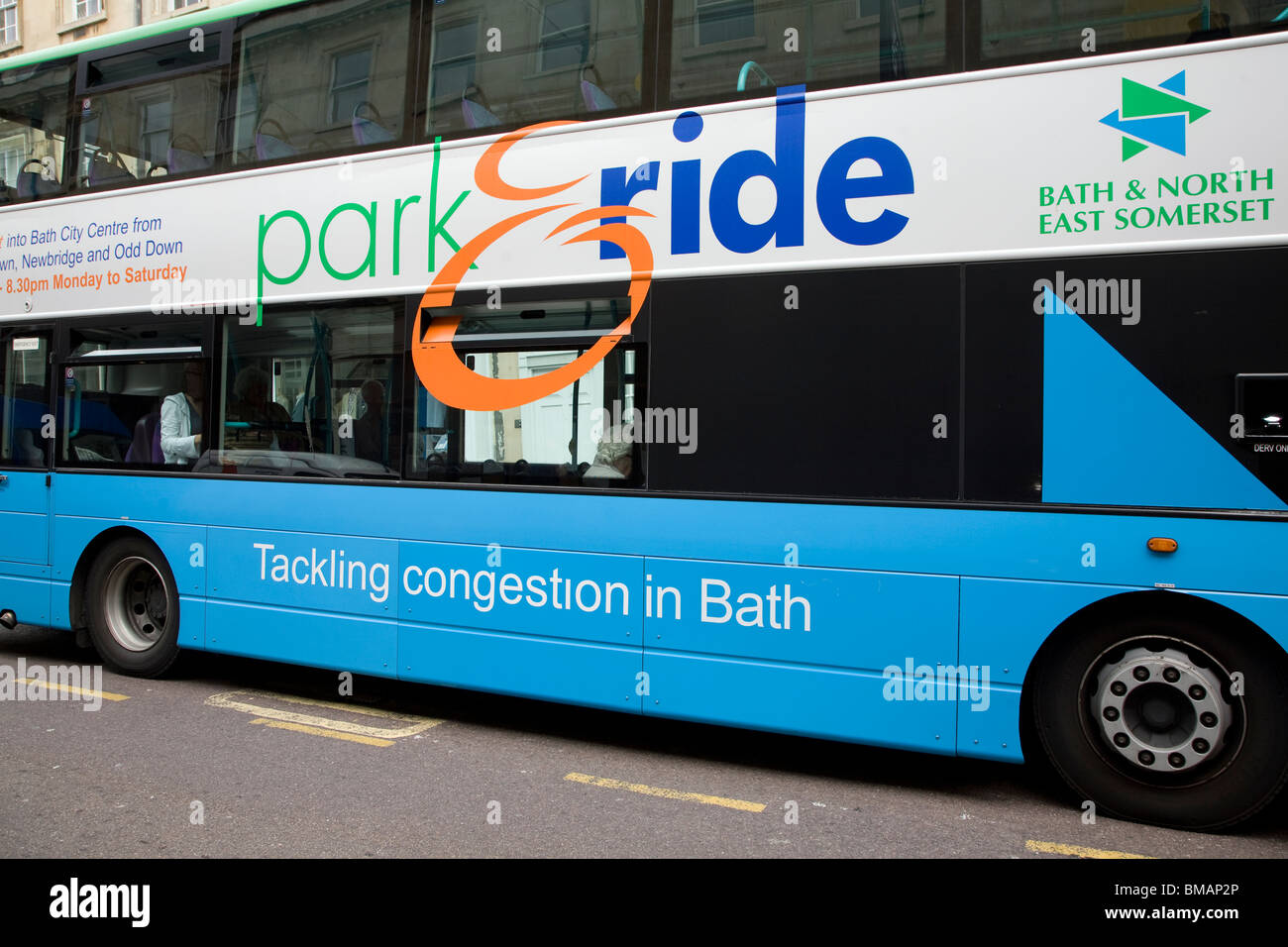 Park and Ride double decker bus, Bath Stock Photo - Alamy