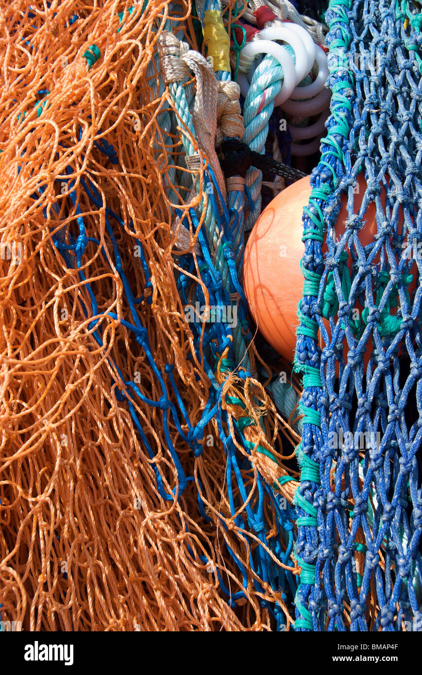 Fishing nets, ropes and float Stock Photo - Alamy