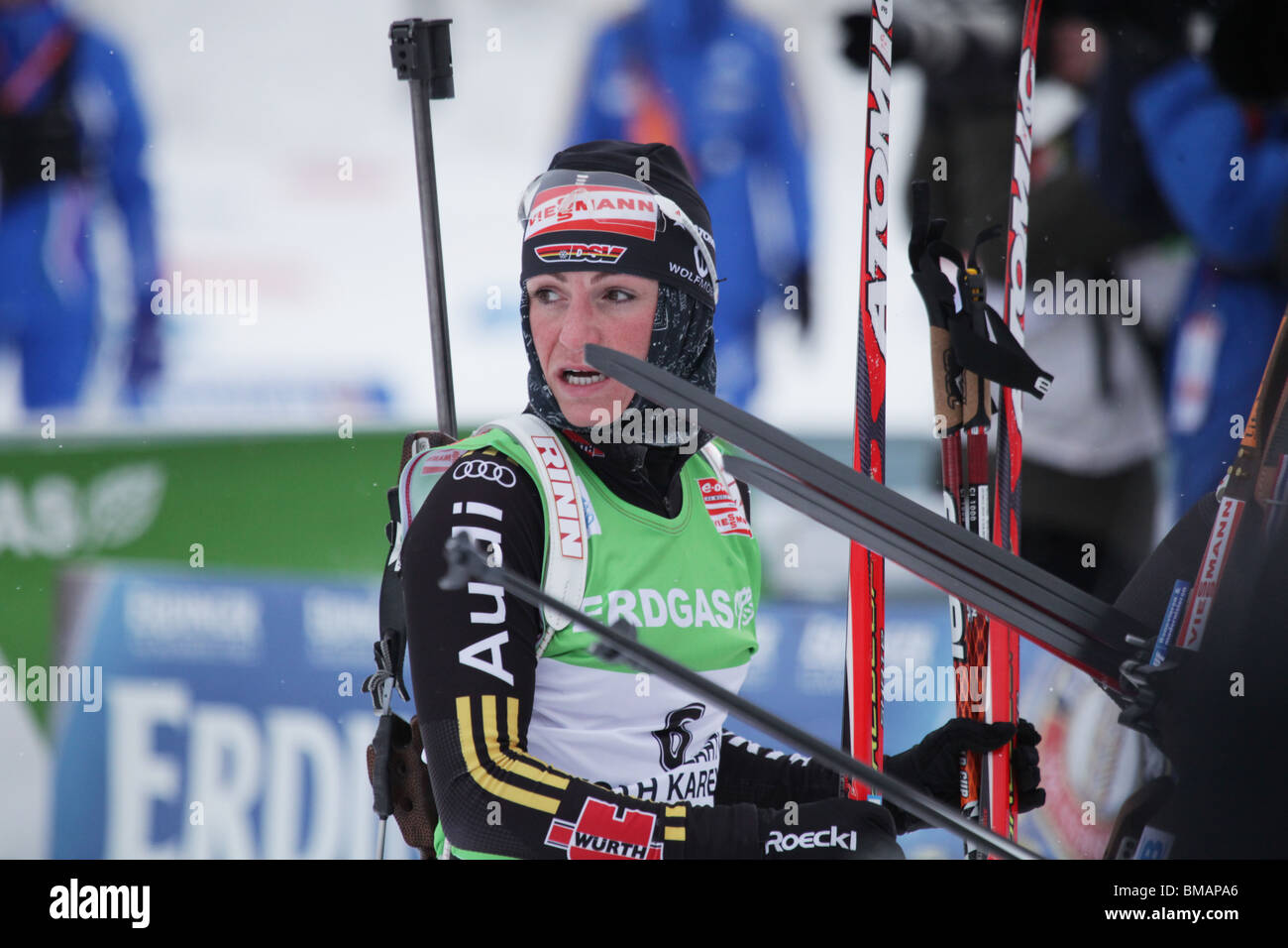Andrea Henkel Germany at finish line Women 10km Pursuit IBU World Cup ...
