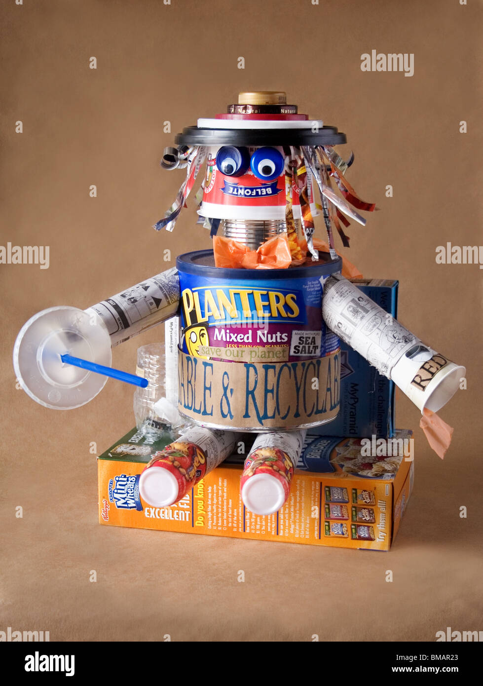 Still-life of a sculptural figure representing recycling Stock Photo ...