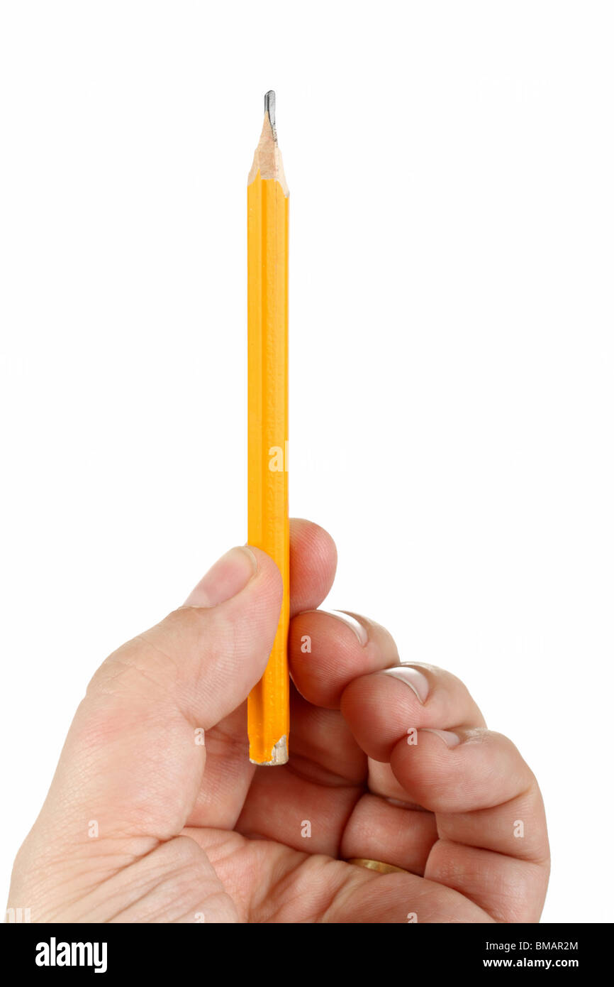 Hand holding a pencil isolated on white Stock Photo - Alamy