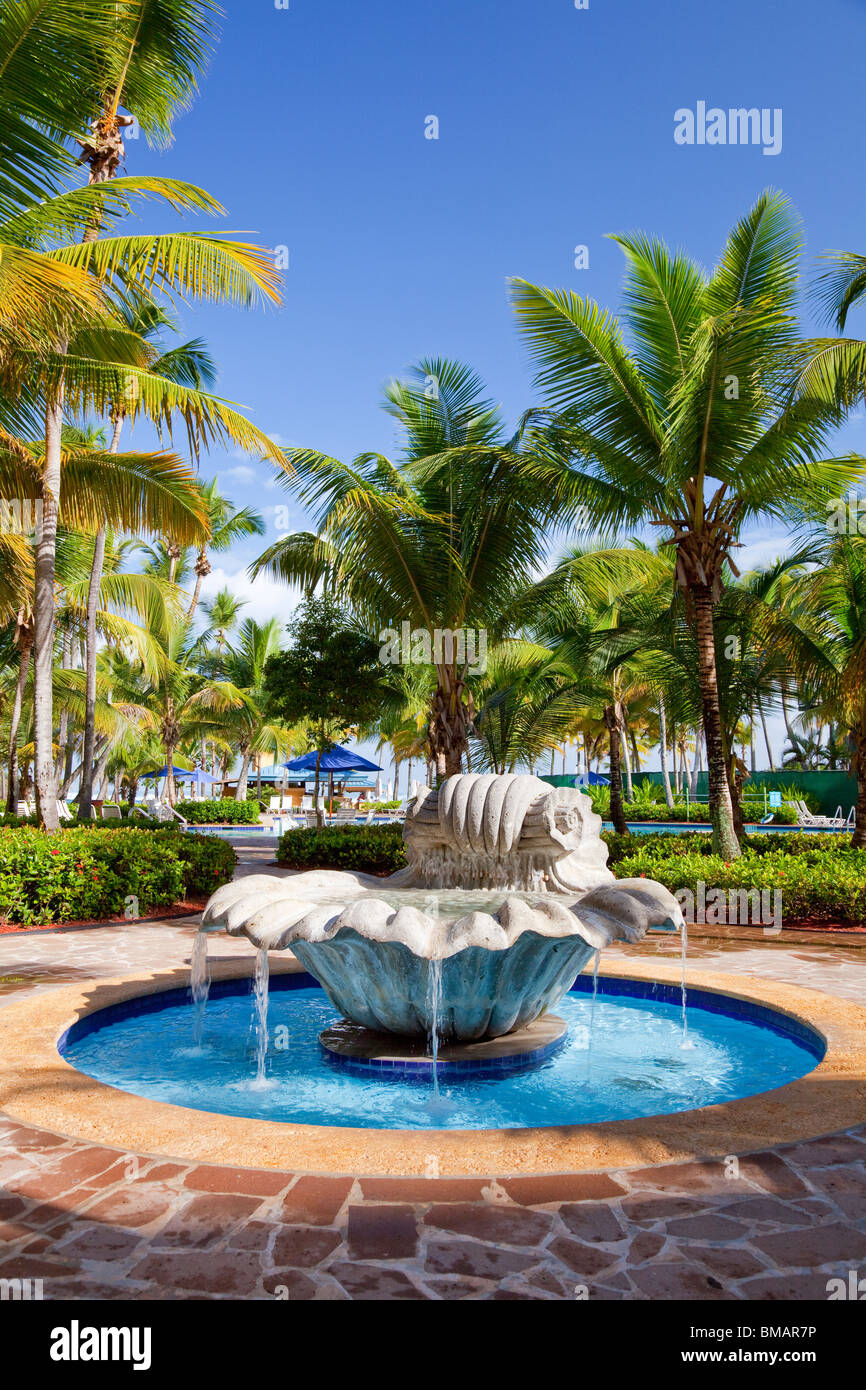 A decorative shell fountain at the Hyatt Dorado resort in Puerto Rico ...