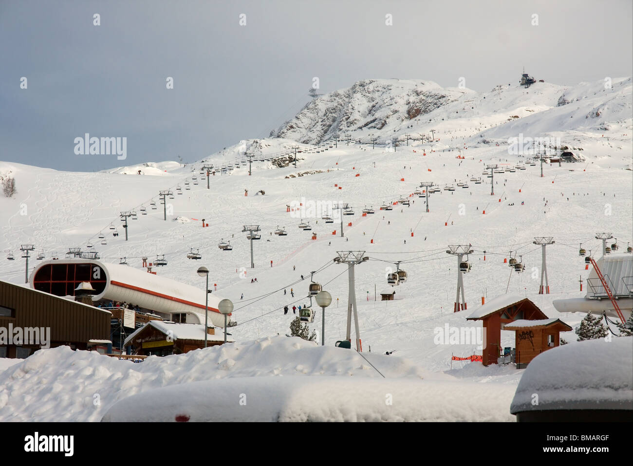 Ski resort in Alp d'Huez Stock Photo - Alamy