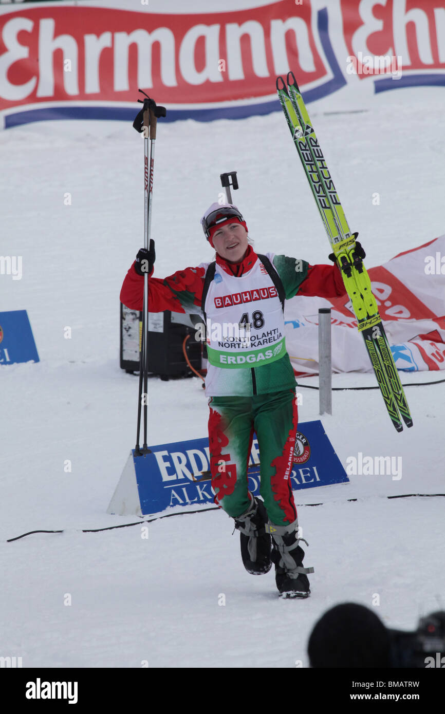 DOMRACHEVA, YOUNG, FIRST WIN: Darya Domracheva winner Medal ceremony ...