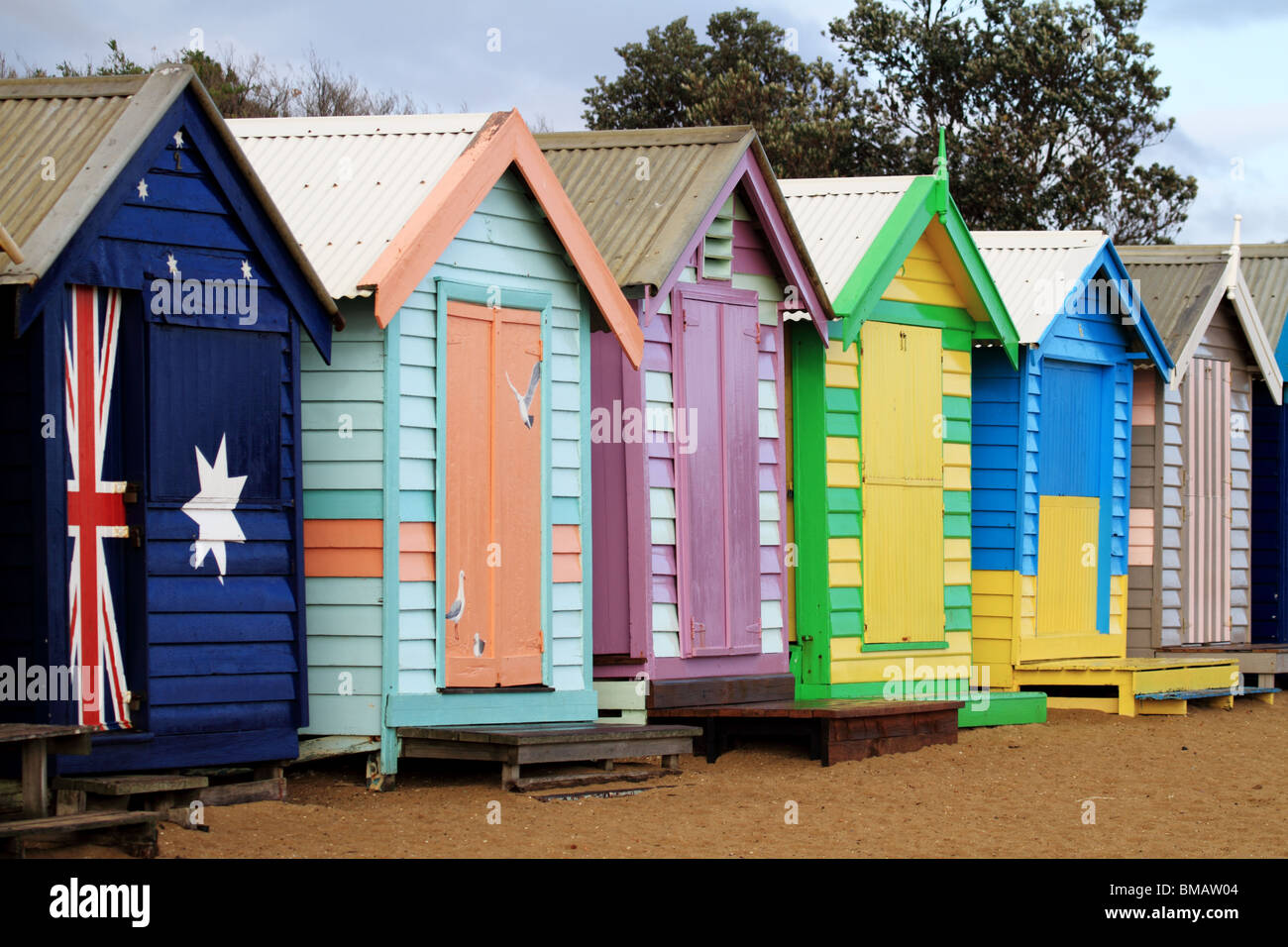 beach huts on the beach at Brighton, Melbourne, Victoria, Australia ...