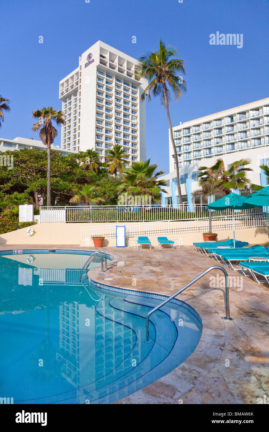 The pool area of the Caribe Hilton resort in San Juan, Puerto Rico ...
