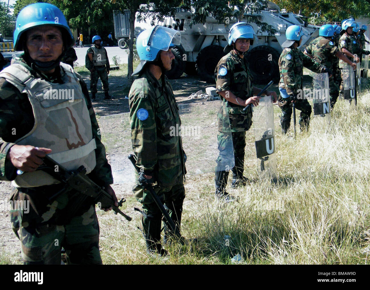 United Nations peacekeepers stand in formation in Port au Prince after ...