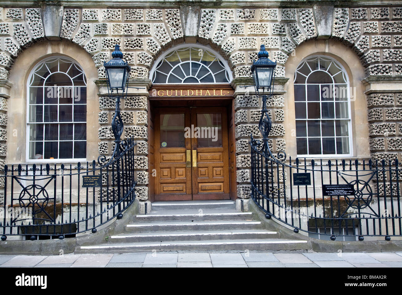 Entrance steps and doorway, The Guildhall, Bath Stock Photo - Alamy