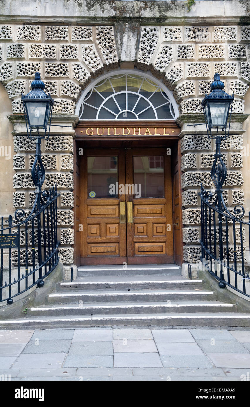Entrance steps and doorway, The Guildhall, Bath Stock Photo - Alamy