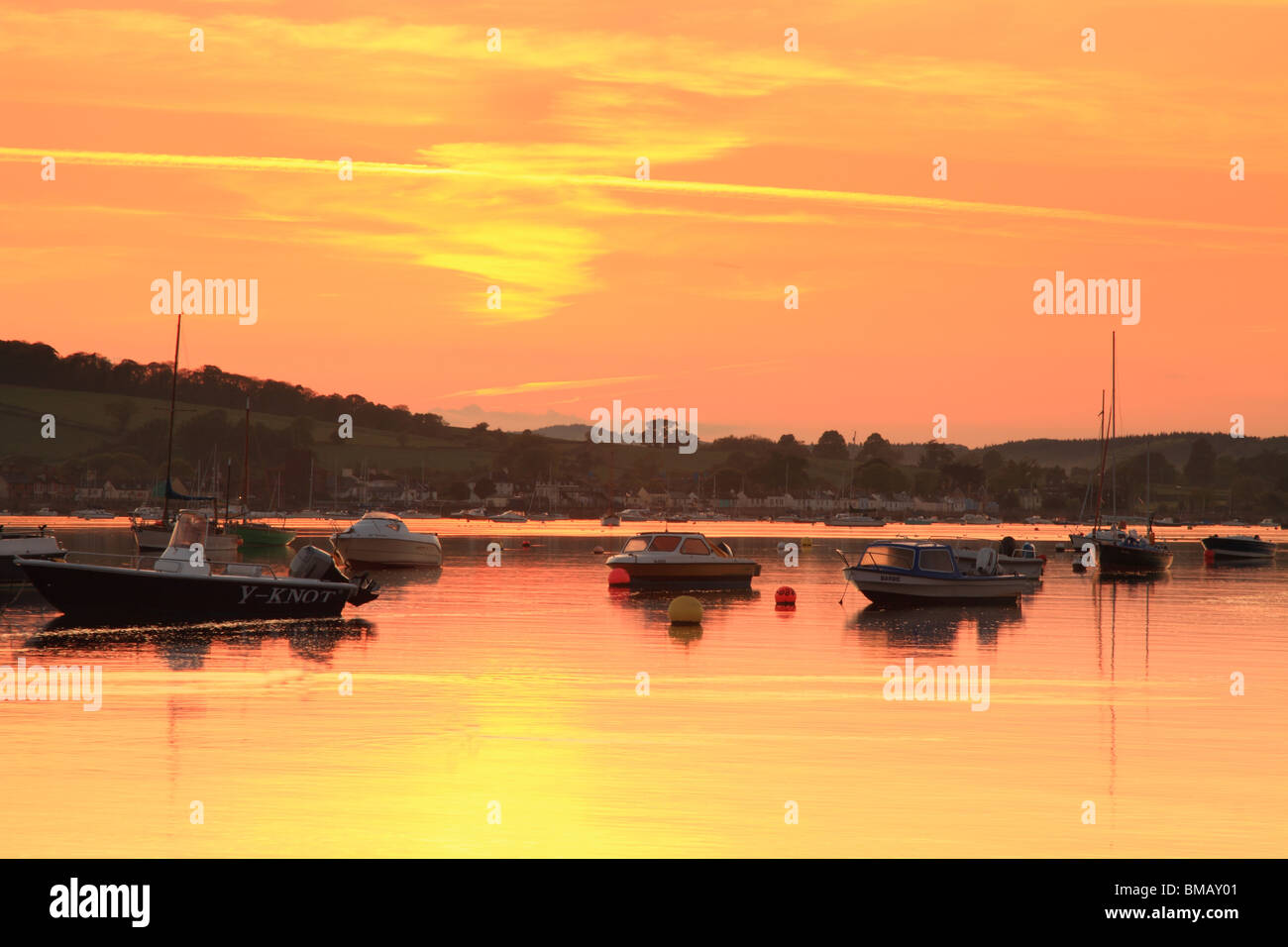 Sunset over Exe Estuary view towards Starcross from Exmouth, East Devon ...
