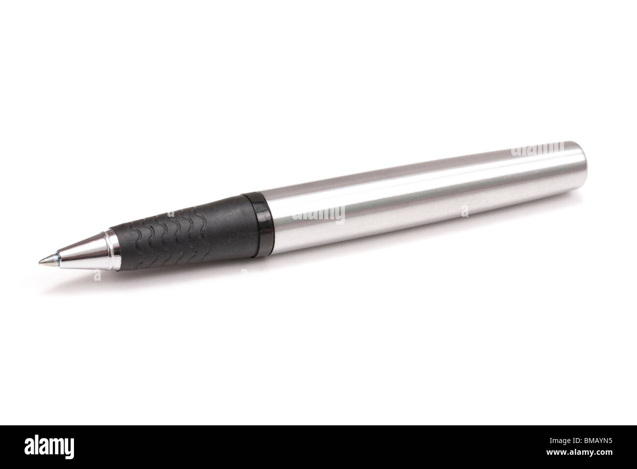Silver ballpoint pen isolated on white background Stock Photo - Alamy