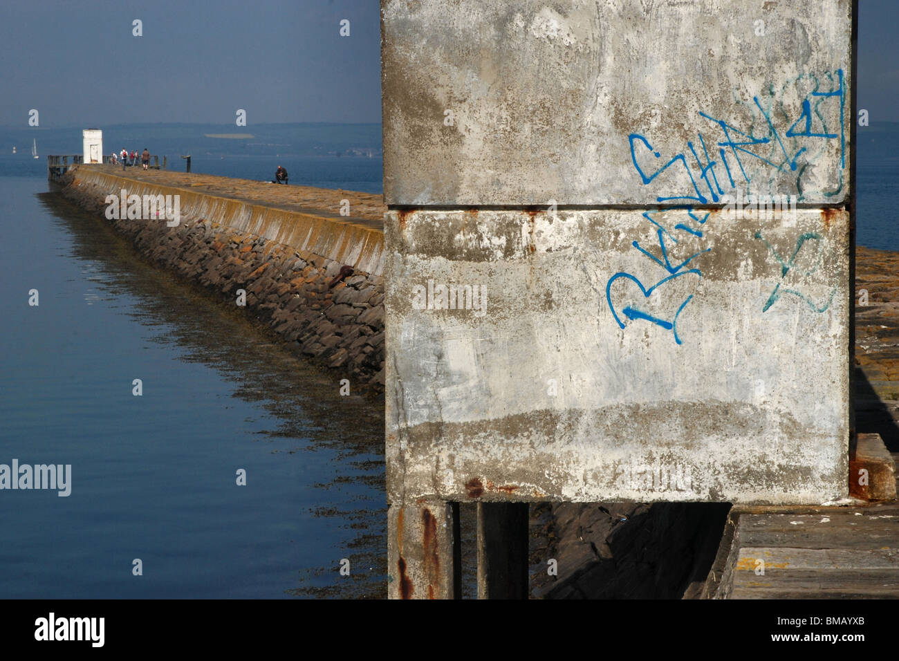 Derelict building on the eastern breakwater at Granton Harbour ...