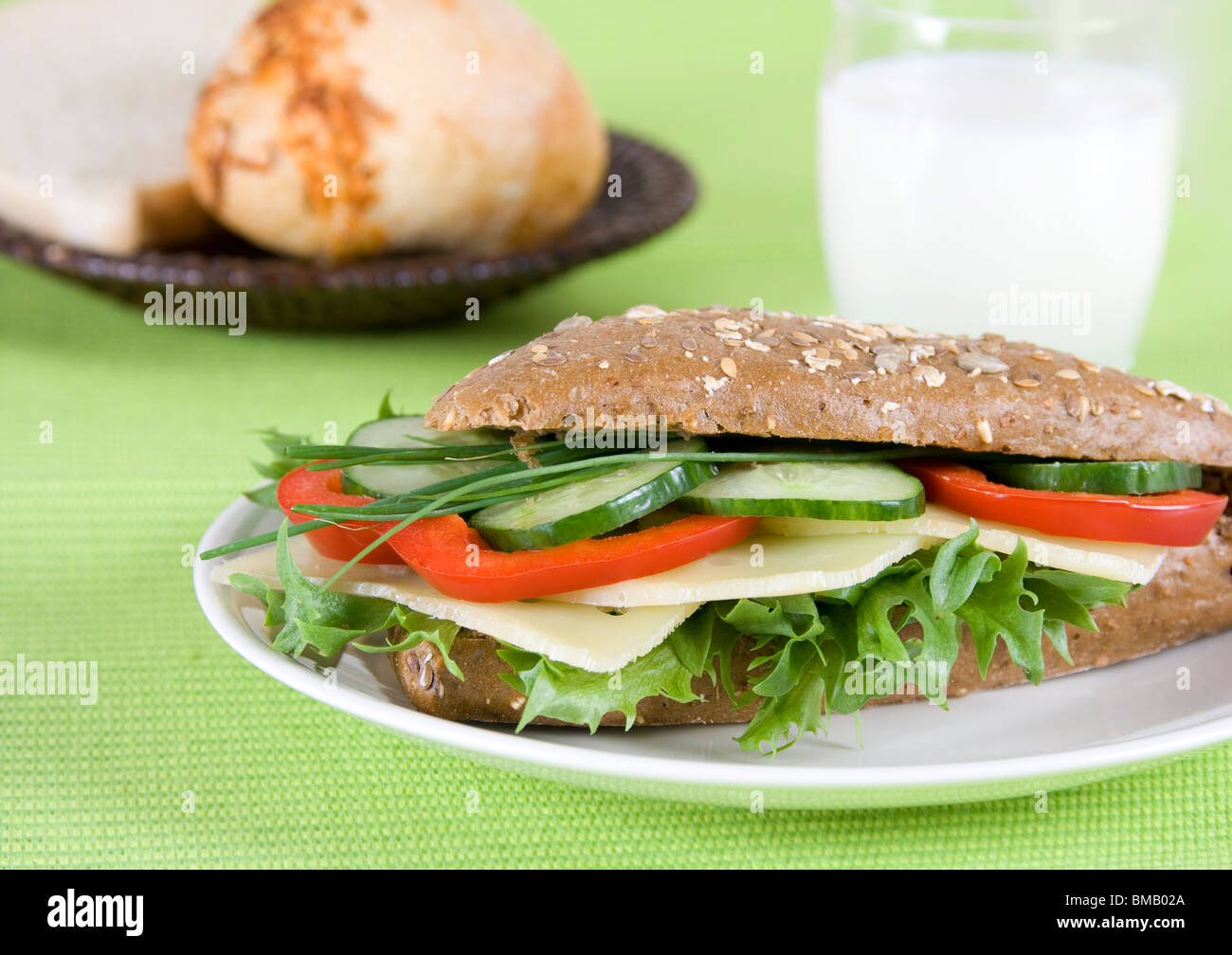 Delicious cheese sandwich with fresh vegetables Stock Photo - Alamy