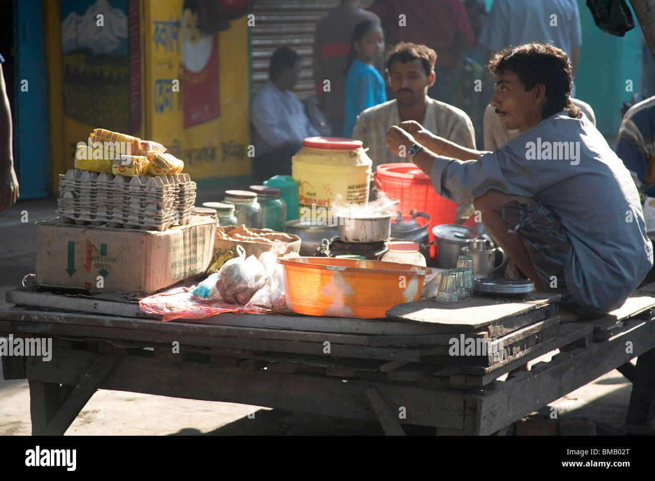 Tea vendor on road ; Calcutta now Kolkata ; West Bengal ; India Stock ...