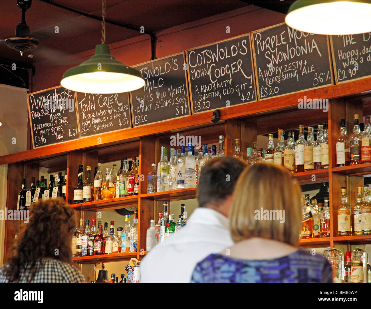 Interior of a bar with lots of choices of beers on sale Stock Photo - Alamy