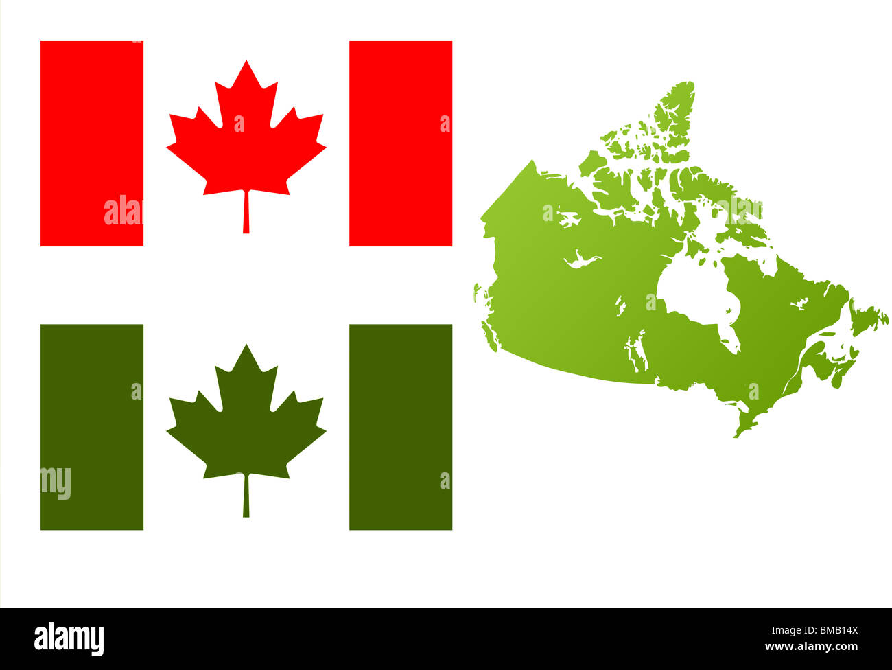 Map of Canada with green eco flag, isolated on white background Stock ...