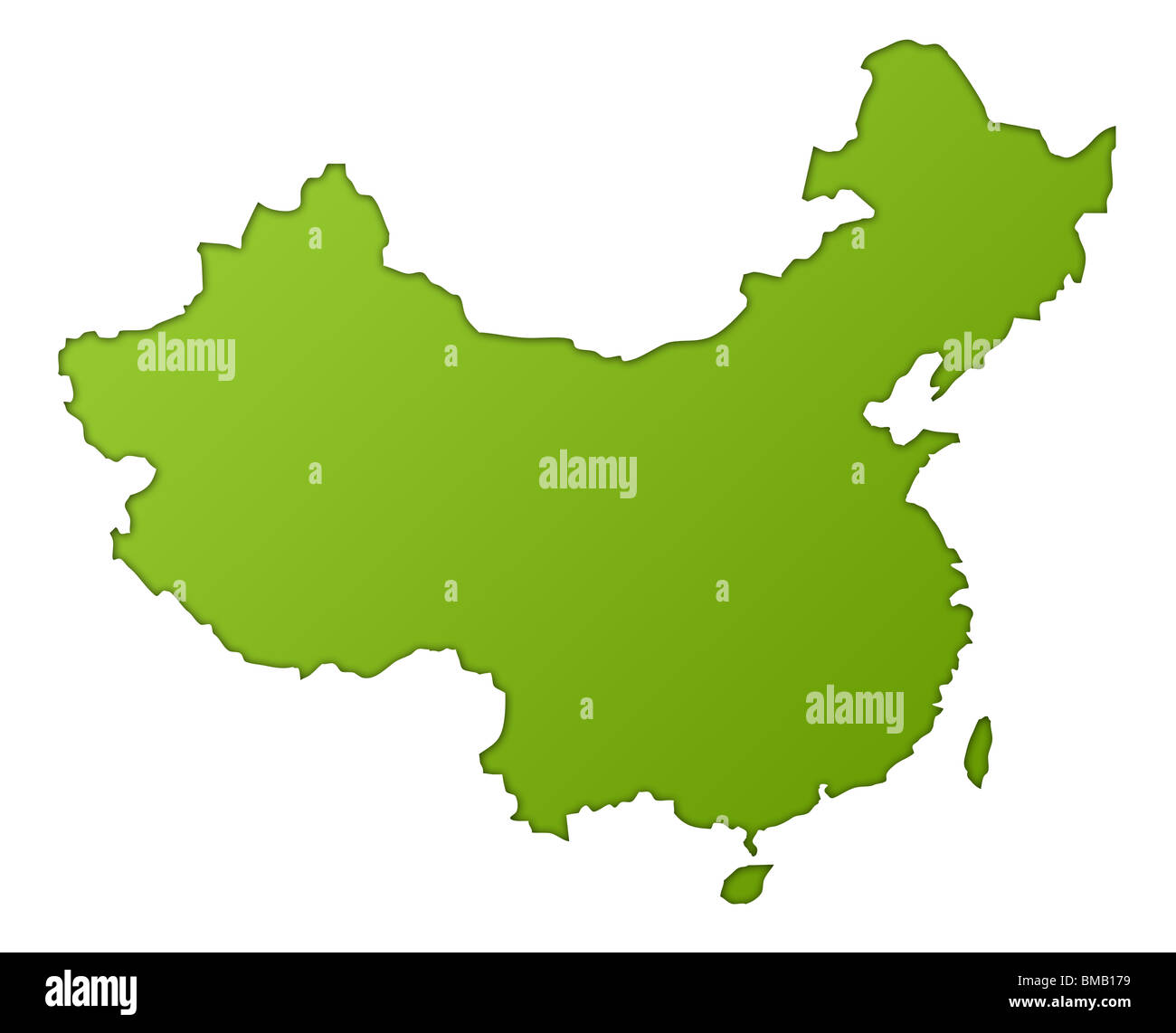 China map in gradient green, isolated on white background Stock Photo ...