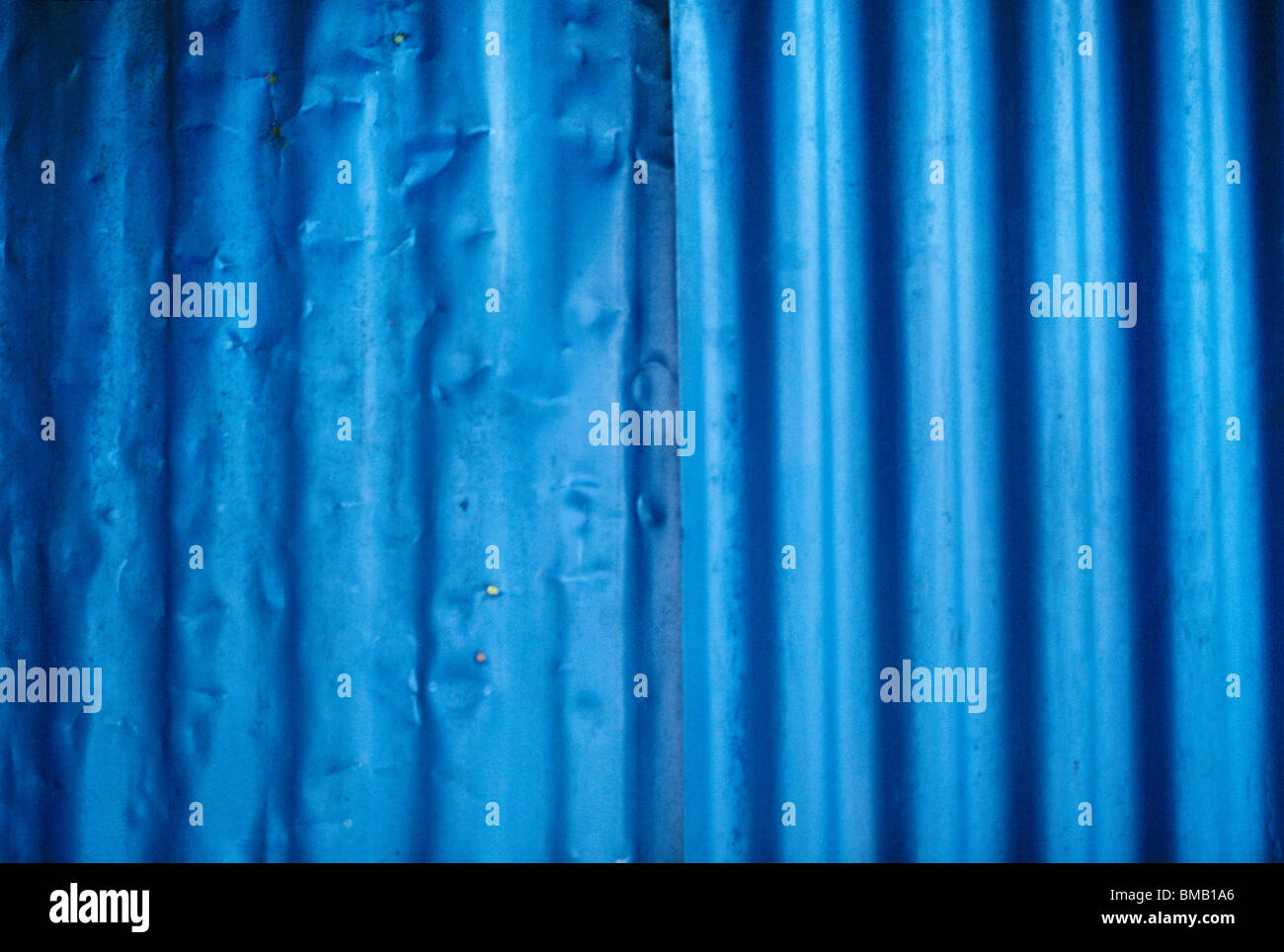 Corrugated Metal Blue Stock Photo - Alamy