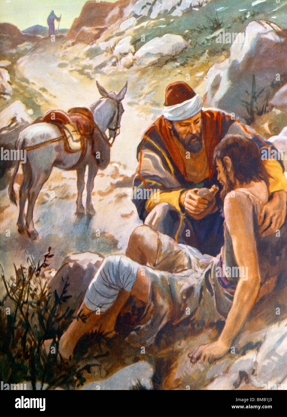 The Samaritan Helps The Jew Who Fell Among Thieves Painting By Henry ...