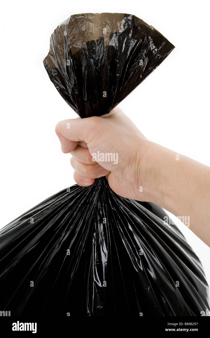 Black Garbage Bag close up Stock Photo - Alamy
