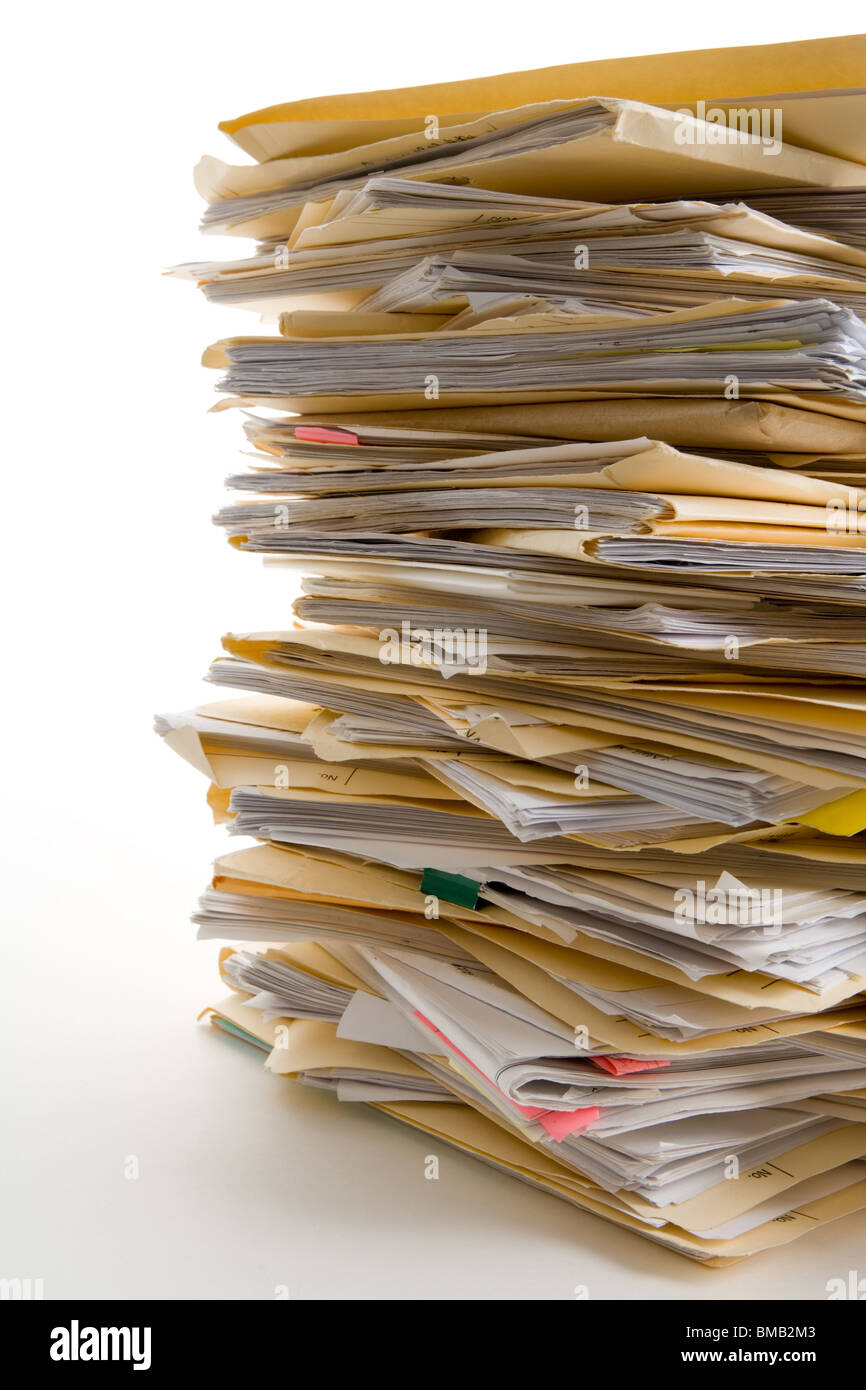 File Stack, file folder with white background Stock Photo - Alamy